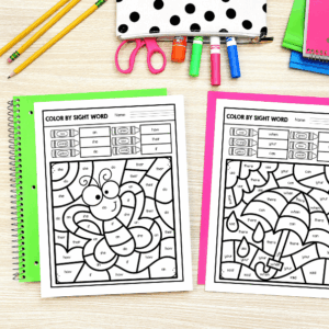 Free Printable Spring Color by Sight Word Worksheets | Meaningful ...